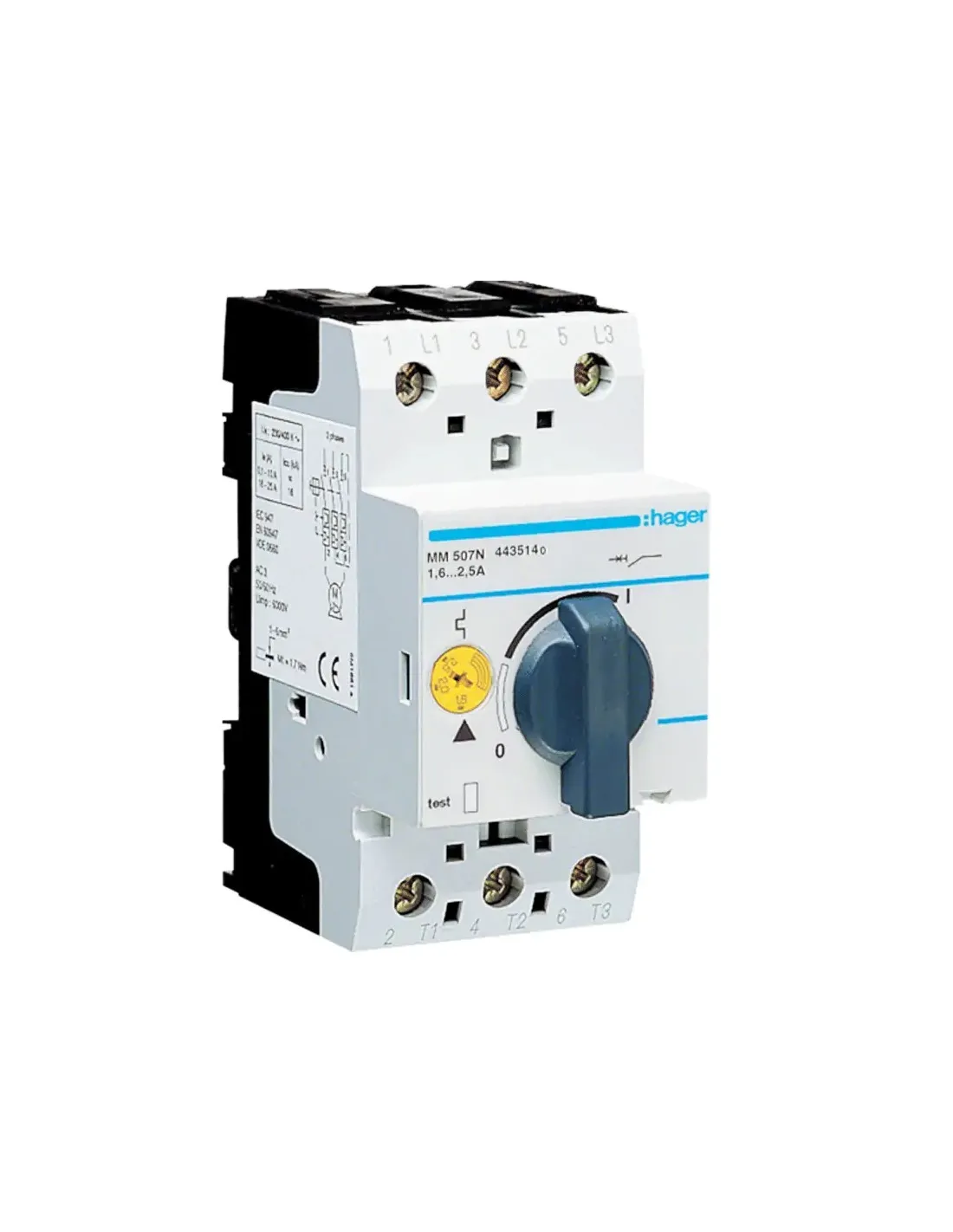 Hager motor protection 1.6-2.5A 2.5 modules 3 poles MM507N | Elettroclick
