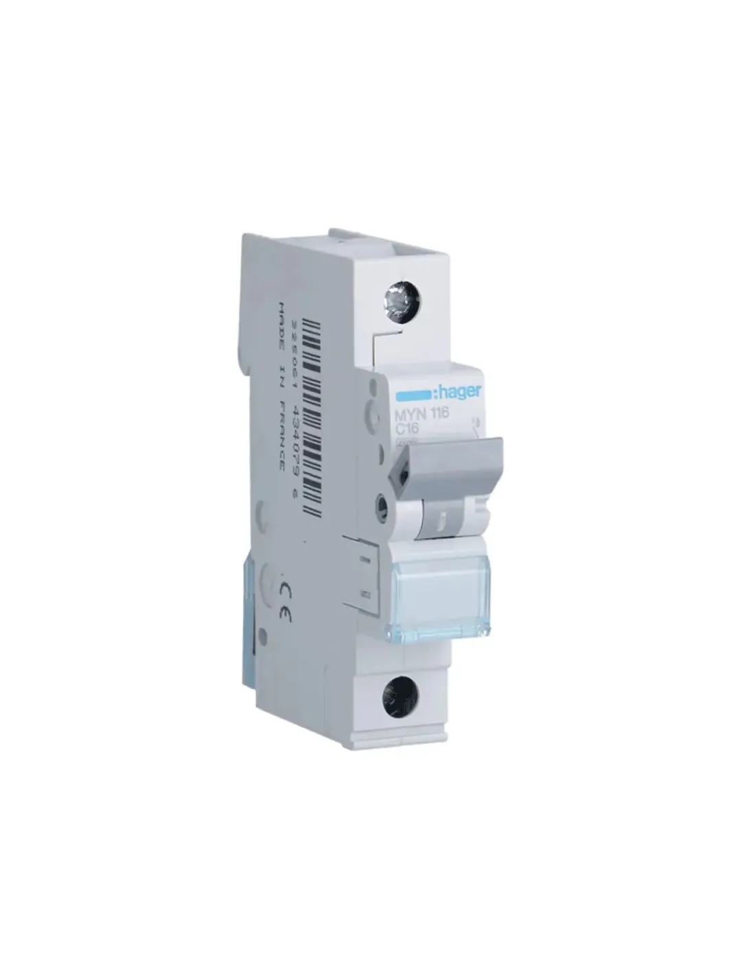 Hager 1P 16A 4.5KA C 1 module MYN116 circuit breaker | Elettroclick