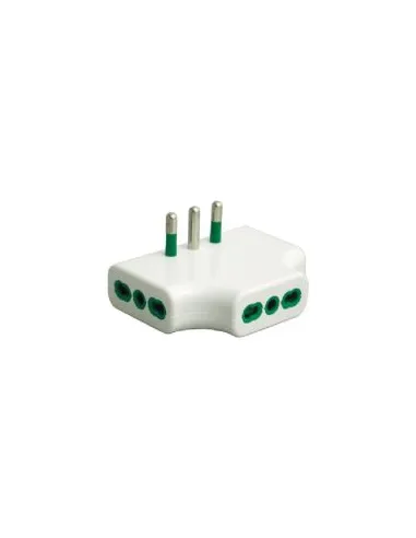 White triple adapter with Fanton plate 16A plug and 3 bypass sockets ...