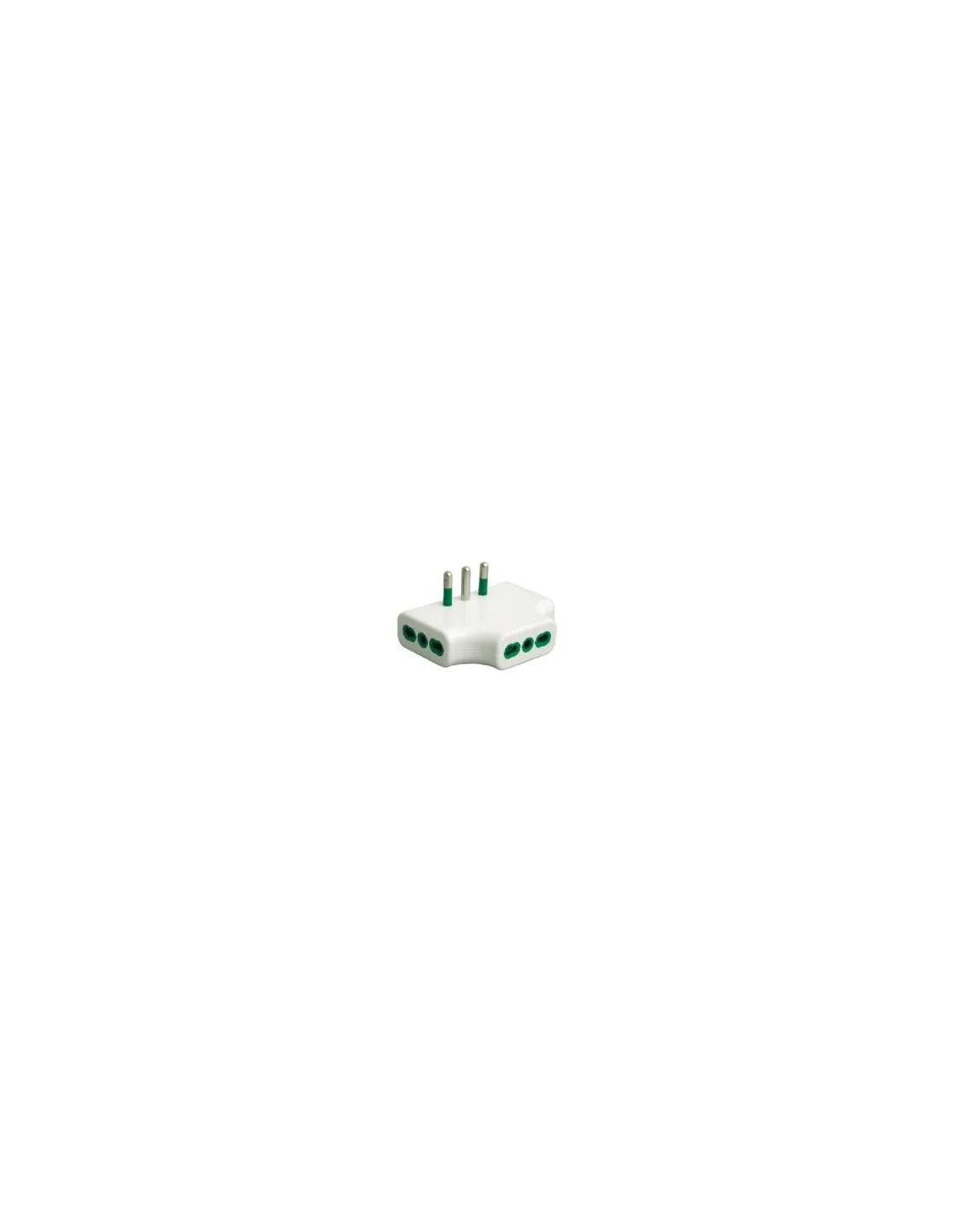 White triple adapter with Fanton plate 16A plug and 3 bypass sockets