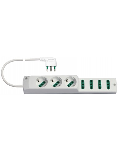 Vimar 00424.CC.B - multipresa bianca 3P30 + 4P17/11 + S17 90° con cavo ...